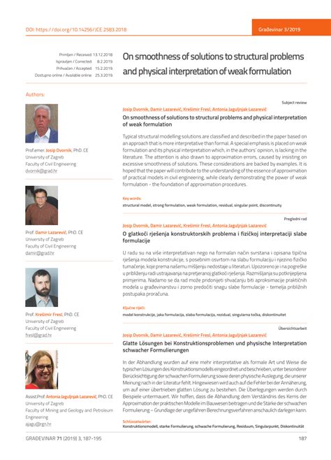 Pdf On Smoothness Of Solutions To Structural Problems And Physical