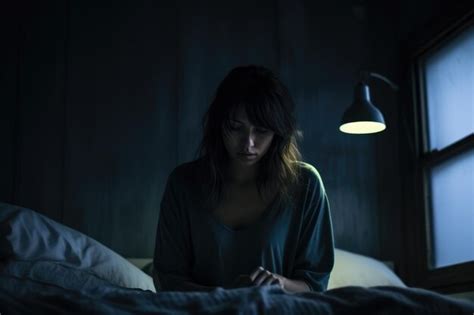 Premium Ai Image Low Light Depressed Woman Alone In Dark Bedroom