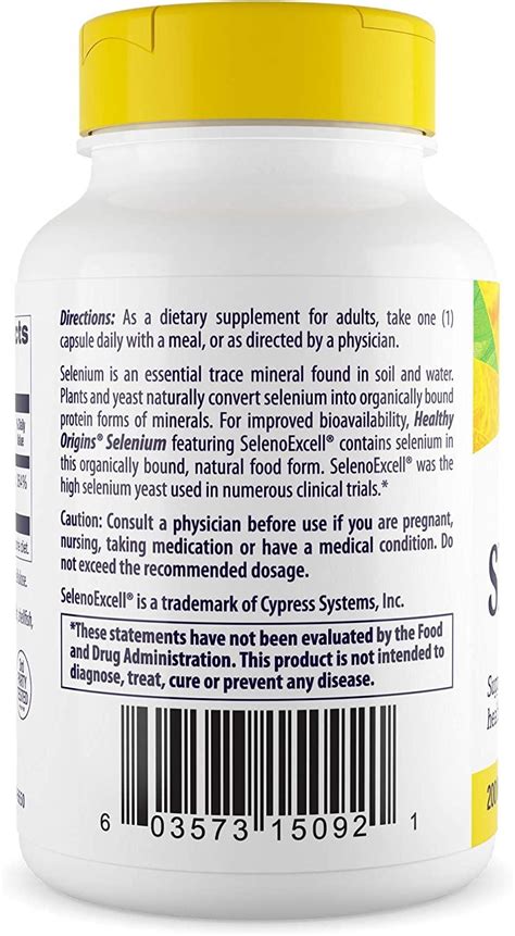 Healthy Origins Selenium Seleno Excel MCG Count No Fillers Pure White Selenium