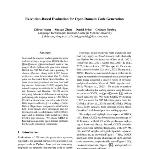 execution based evaluation for open domain code generation acl anthology