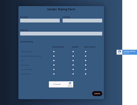 Free Vendor Rating Form Template Formplus