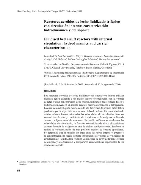 Pdf Fluidised Bed Airlift Reactors With Internal Circulation Hydrodynamics And Carrier