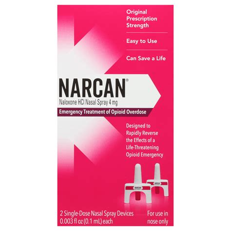 Narcan Nasal Spray Naloxone Hcl 4 Mg 0003 Fl Oz Delivery Or Pickup