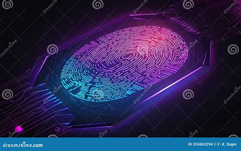 Cyber Security Fingerprint Concept Stock Illustration Illustration Of