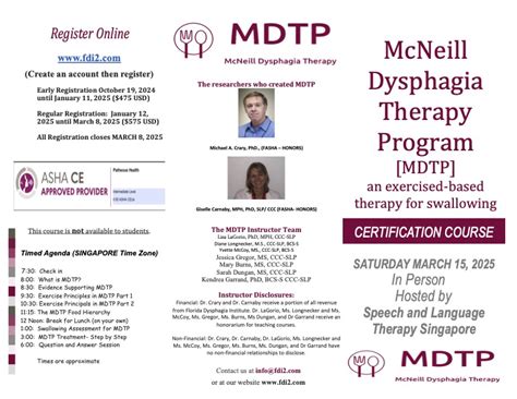 Mcneil Dysphagia Therapy Mdtp Certification Course In Singapore March 2025 Apsslh