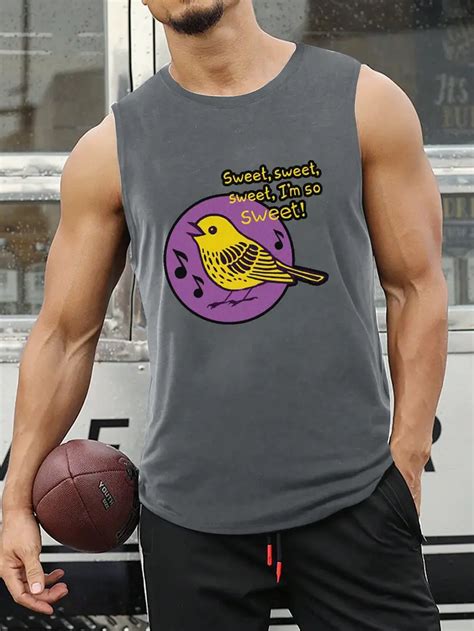Plus Size Bird Print Mens Sleeveless Tank Tops Comfy Temu South Africa