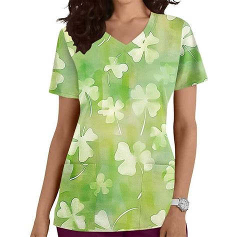 Axiiglly Scrubs For Women Short Sleeve Stretchy Nursing Undershirts St