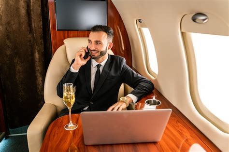 Premium Photo Business Man Flying On Private Jet