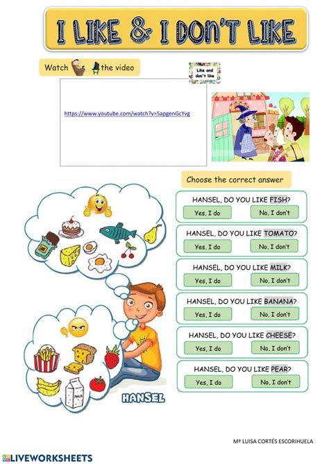 Like And Don T Like Interactive Worksheet English Activities For