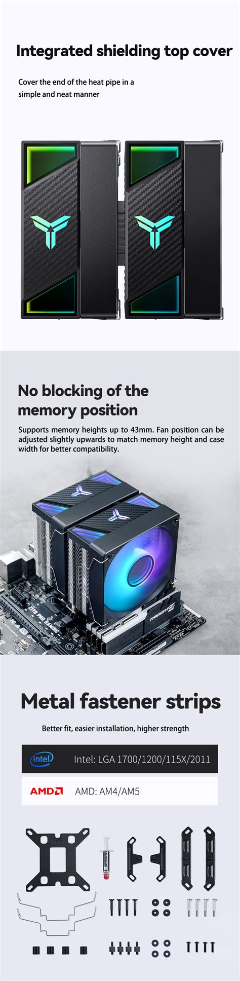 JONSBO CR 3000ARGB CPU Cooler 120mm Dual Fan Dual Tower 7 High