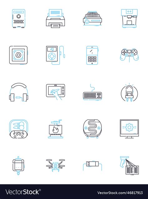 Virtual Management Linear Icons Set Remote Vector Image