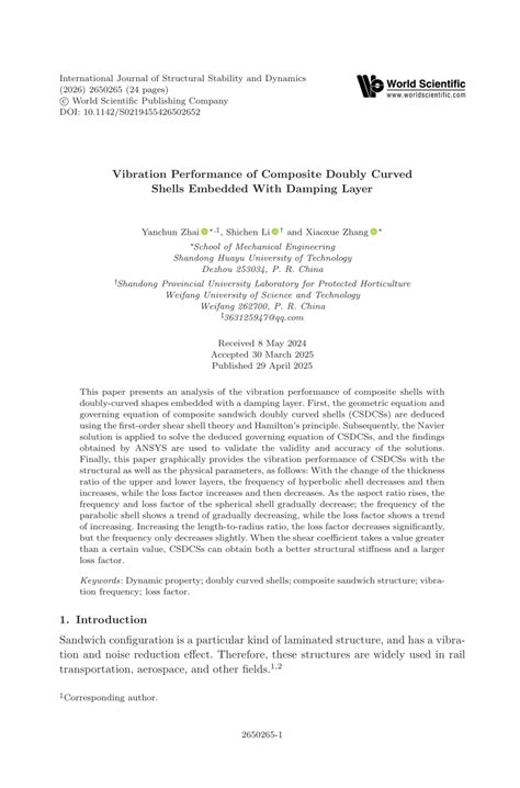 Vibration Performance Of Composite Doubly Curved Shells Embedded With