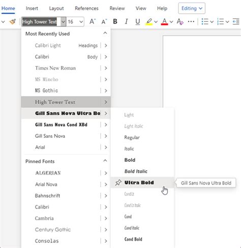 Use The Modern Font Picker In Office Microsoft Support
