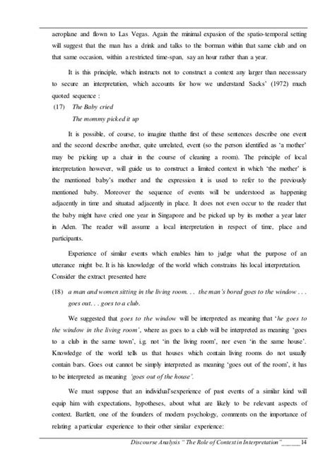 discourse the role of context in interpretation