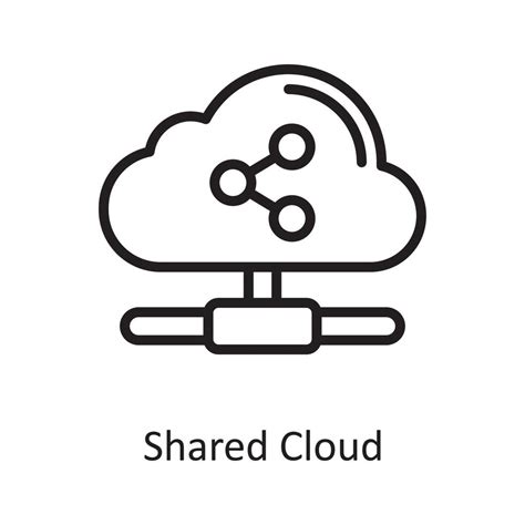 Shared Cloud Vector Outline Icon Design Illustration Cloud Computing