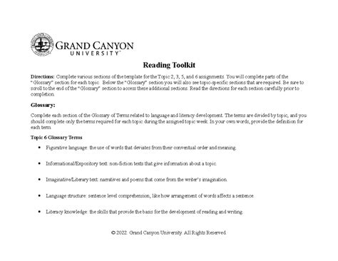 Elm 315 Reading Toolkit 6 Reading Toolkit Directions Complete