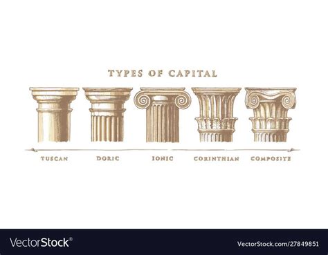 Vector Hand Drawn Illustration Set Of The Five Architectural Orders