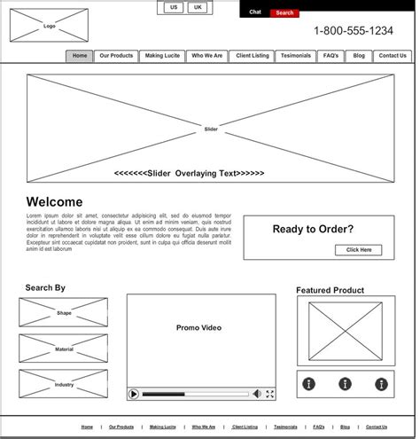 Wireframe For DealGifts Homepage Lorem Ipsum Wireframe Texts