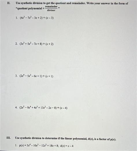 Solved Quotient Polynomial Divisor Remainder 1