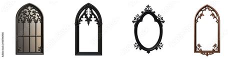 Collection Of Gothic Arched Window Frames With Intricate Ornate Designs