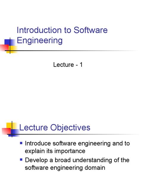 Introduction To Software Engineering Lecture 1 Pdf Software System