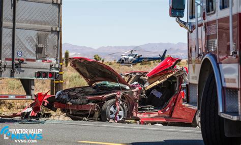 Car Crashes Into Rear Of Semi On Highway 395 In Hesperia