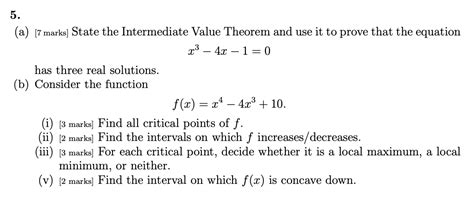Solved 5 A 7 Marks State The Intermediate Value Theorem