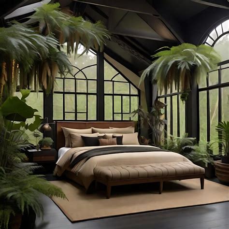 Premium Photo A Dark Bedroom Setting The Bed Is A Luxurious King Ai