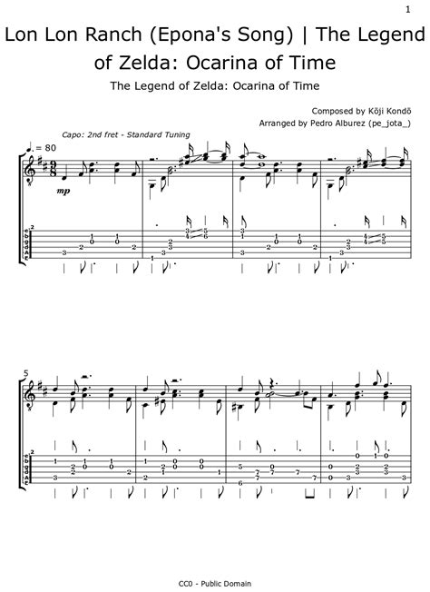 Lon Lon Ranch Epona S Song The Legend Of Zelda Ocarina Of Time Sheet Music For Classical