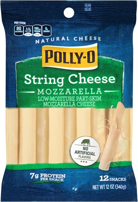 Polly O String Low Moisture Part Skim Mozzarella Cheese Snacks 12 Ct