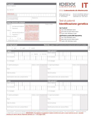 Compilabile Online Idexx Test Di Paternit Identificazione Genetica