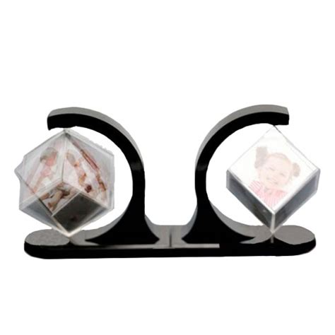 Magic Floating Cube Rotating Photo Frame With 6 Photos Magnetic