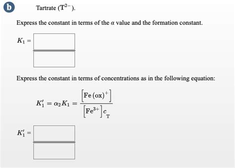 solved write conditional formation constants for 1 1