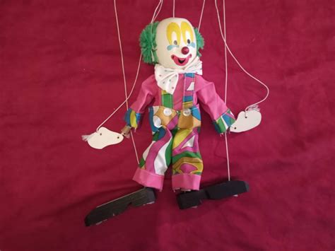 Clown String Puppet Marionette Wooden Hand Painted Etsy
