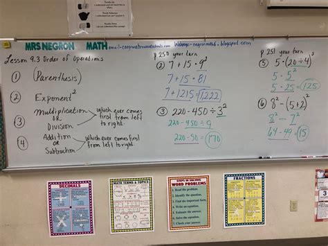 Mrs Negron Th Grade Math Class Lesson Order Of Operations