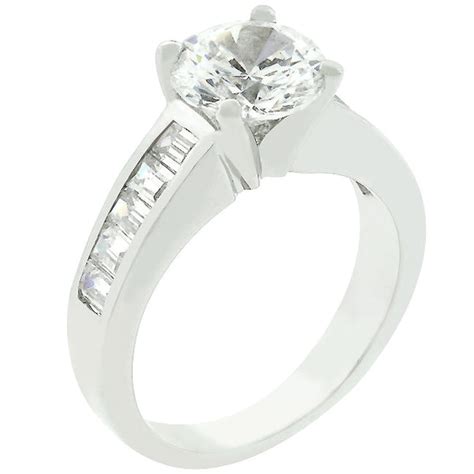 Classic Rhodium Plated Engagement Ring Lonique