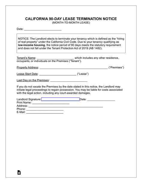 30 Day Notice To Terminate Tenancy California Template