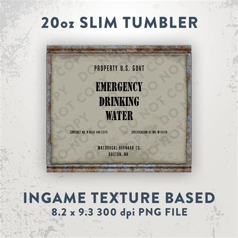 Fallout 4 Emergency Drinking Water 20 Oz Tumbler Sublimation Png