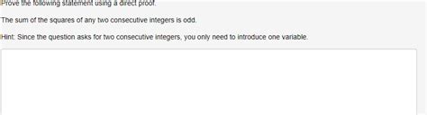 Solved Prove The Following Statement Using A Direct Proof Chegg