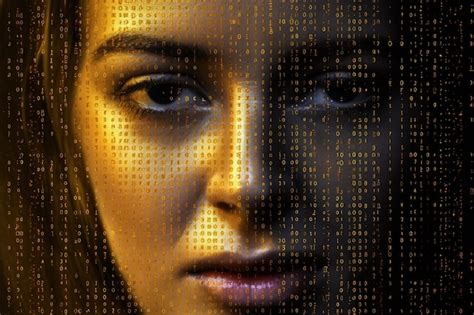 Premium Photo A Binary Code With Human Face Shape On Dark Background
