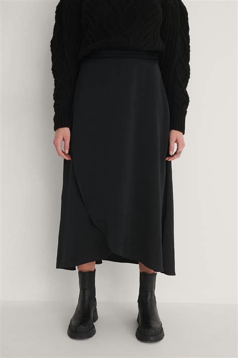 Recycled Side Slit Midi Skirt Black Na