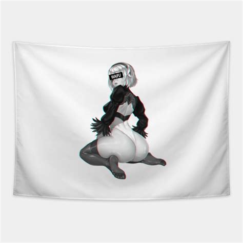 Nier Automata 2b Waifu Material Hentaik1ng Tapestry Teepublic