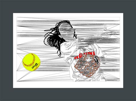 Red Softball Art Print For Girls At Biyoart Sports