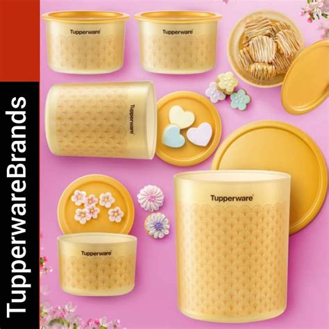 Tupperware Golden Touch Topper 1 25 Liter 750ml 600ml One Touch Emas