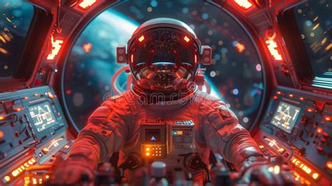 Astronaut Near Control Panel Stock Image Image Of Generative