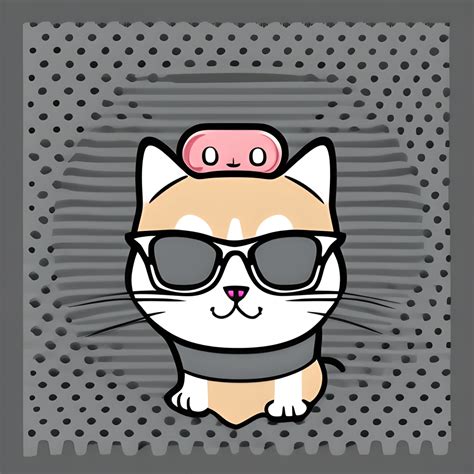 Kawaii Cute Happy Cat Wearing Sunglasses Professional Tshirt Design