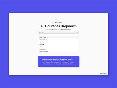 All Countries Dropdown For Webflow By The Good Web Host On Dribbble