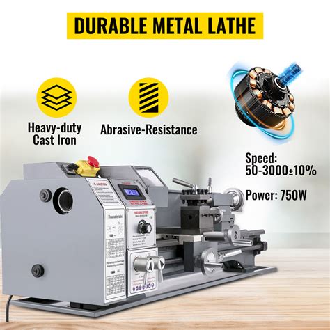 Vevor Mini Metal Lathe Bench Top 220x600 1100w For Turning Brushless