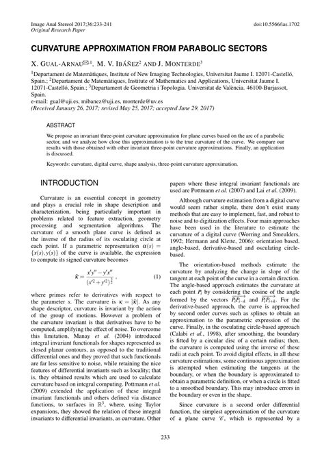 Pdf Curvature Approximation From Parabolic Sectors