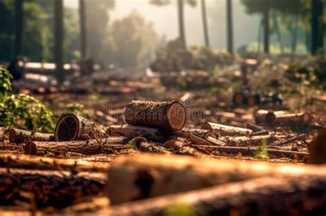 An Image Showcasing The Aftermath Of Illegal Logging With Tree Stumps